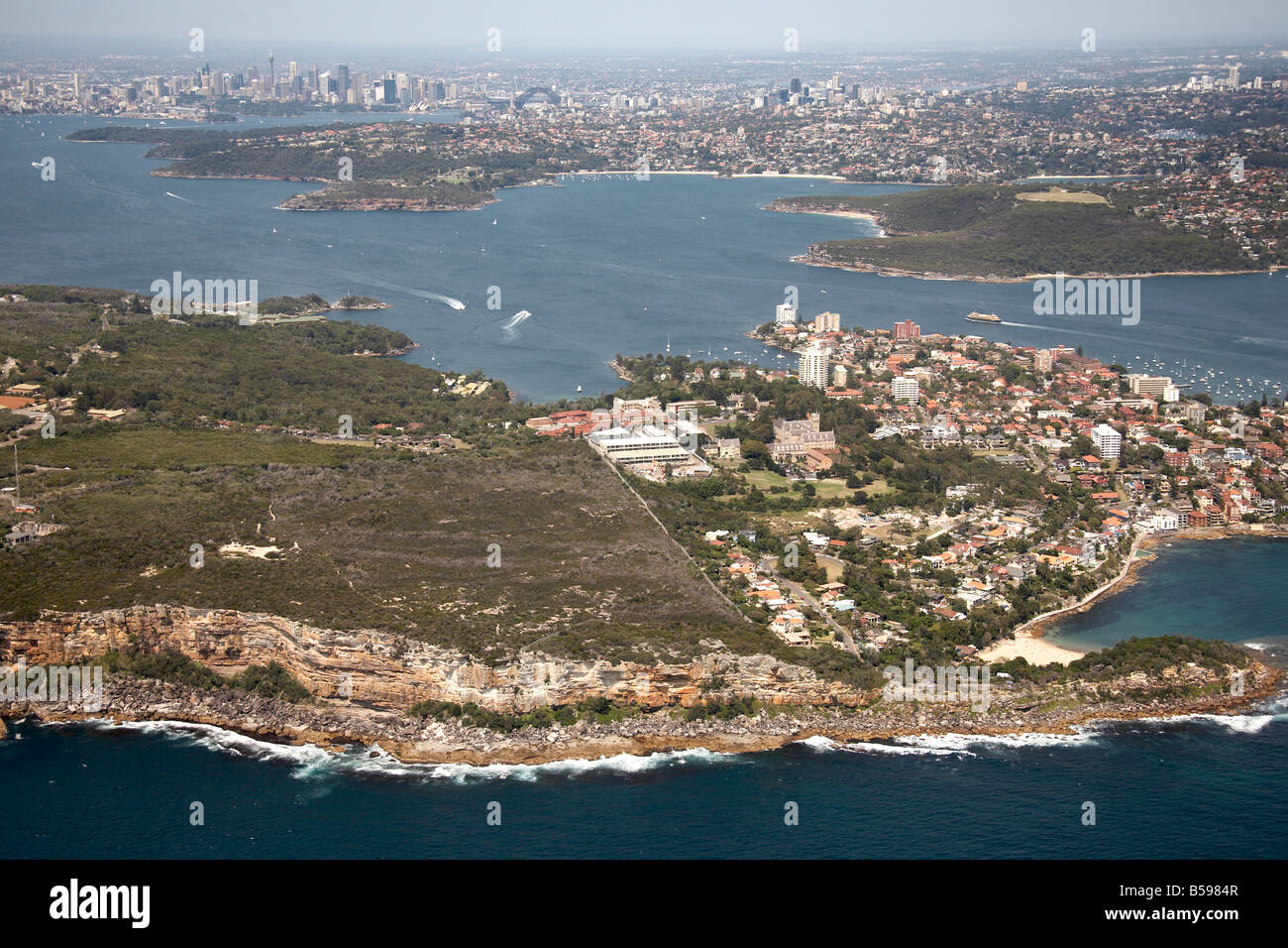 Aerial view north west of suburban houses Manly The Middle Harbour and ...