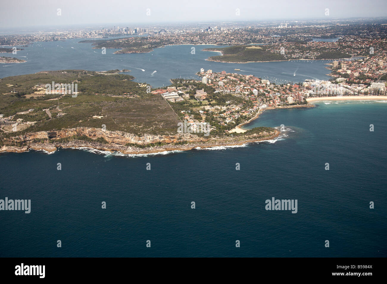 Aerial view north west of Manley Cabbage Tree Bay Middle Harbour and ...