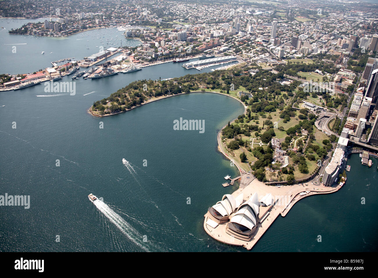 Aerial view south east of Garden Island Naval Depot Botanic Gardens and ...
