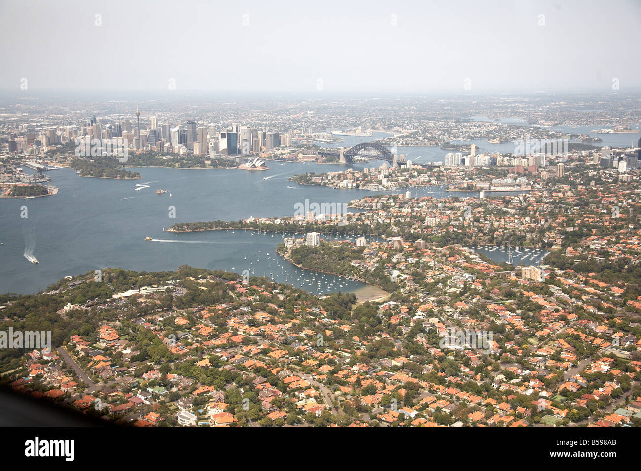Aerial view south west of Harbour Bridge Neutral Athol Mosmans Bay ...