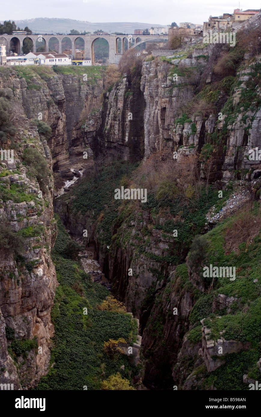 View of the gorge that runs through the city Constantine Algeria North ...