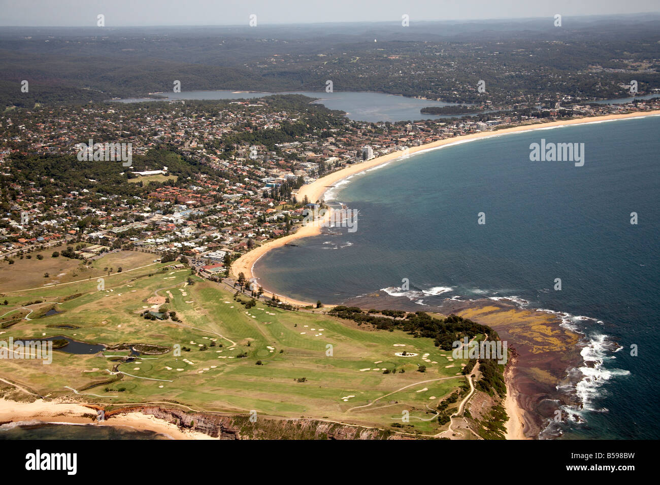 Aerial view NE Long Reef Beach Golf Course Griffith Park Collaroy Beach ...