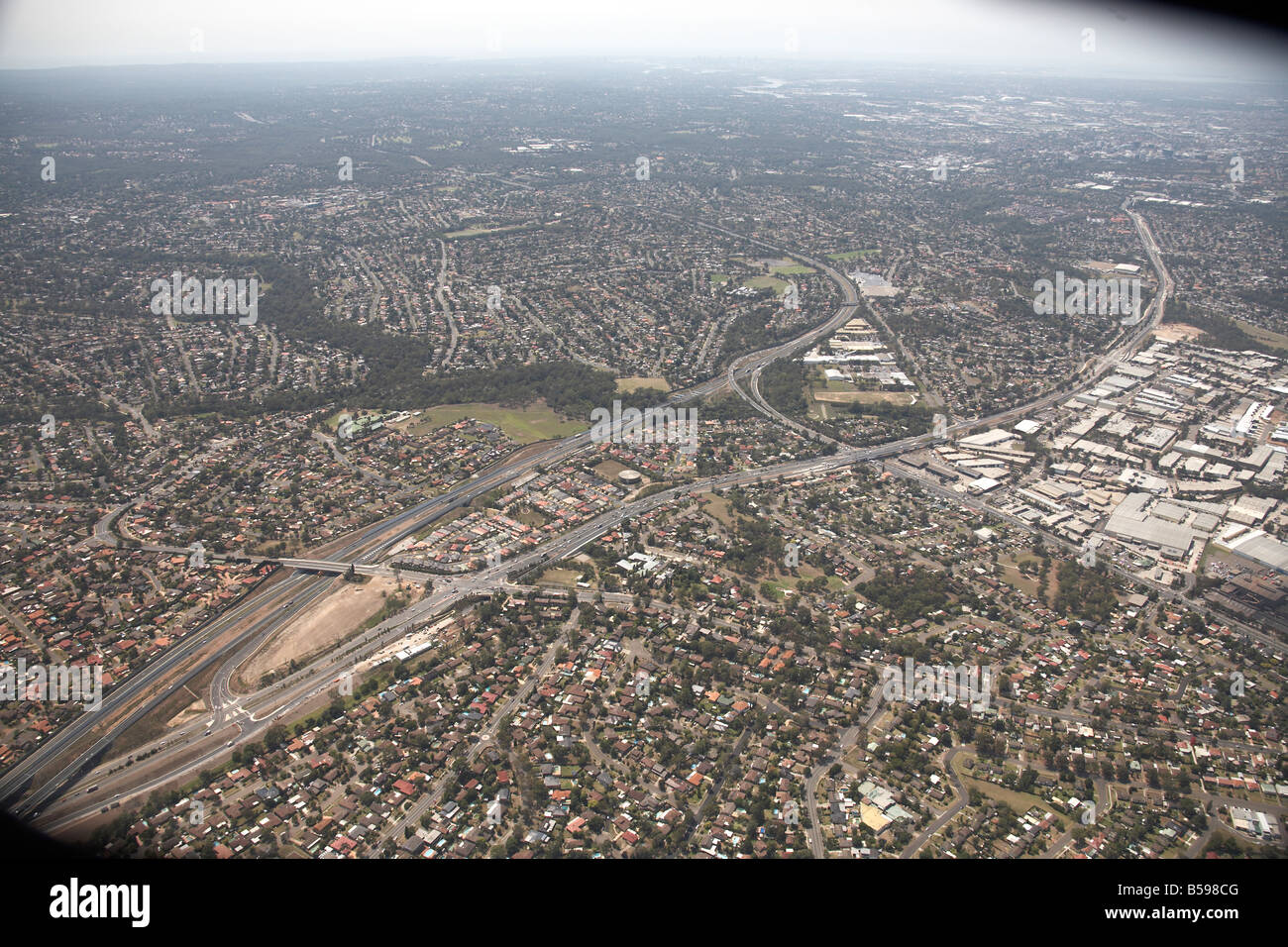 Aerial view south east of Old Windsor Rd M2 Motorway Abbott Rd ...