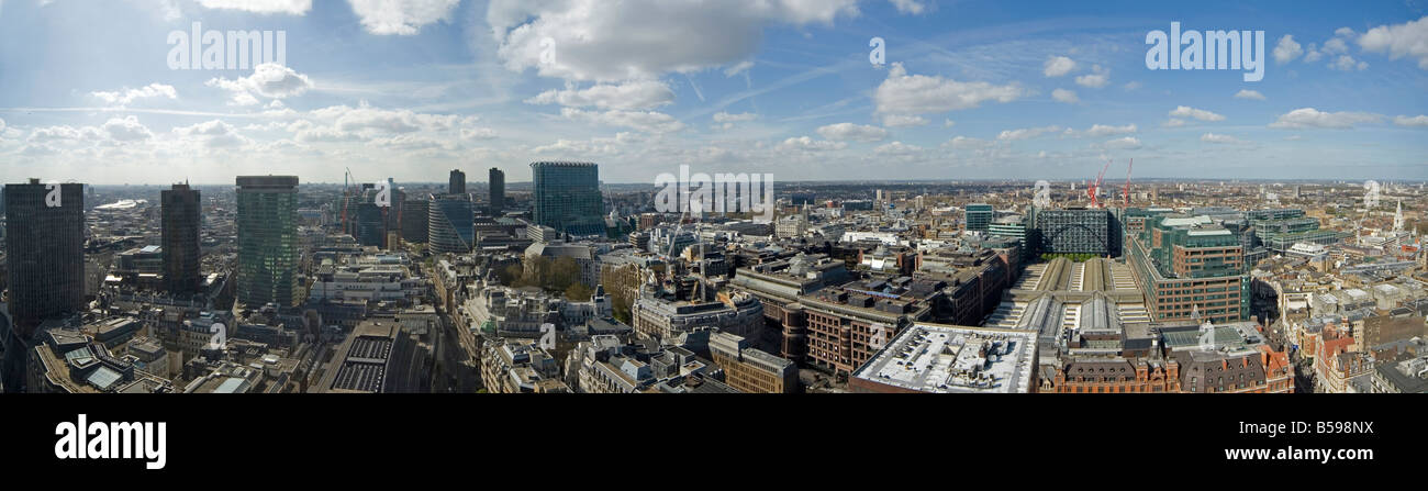 High level panoramic panorama view west to north from London Wall and ...