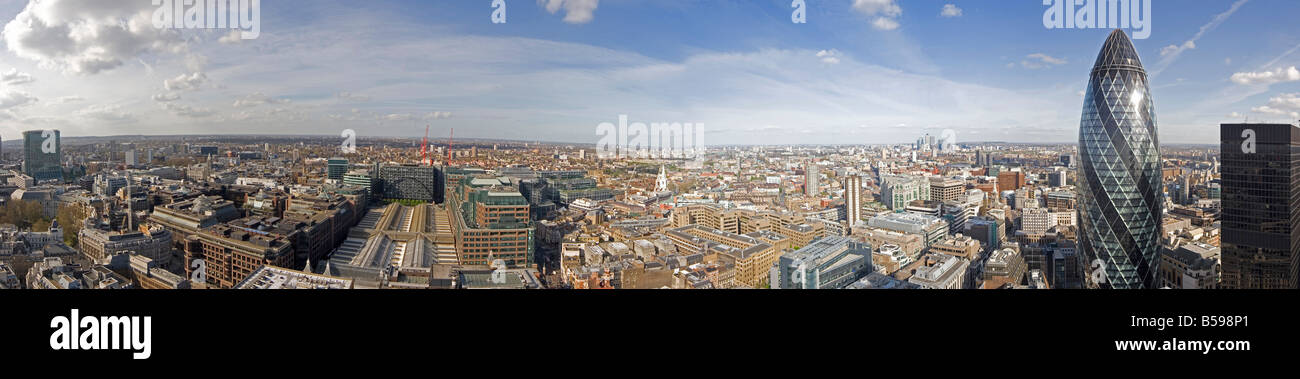 High level panoramic panorama view from London Wall of City of London ...
