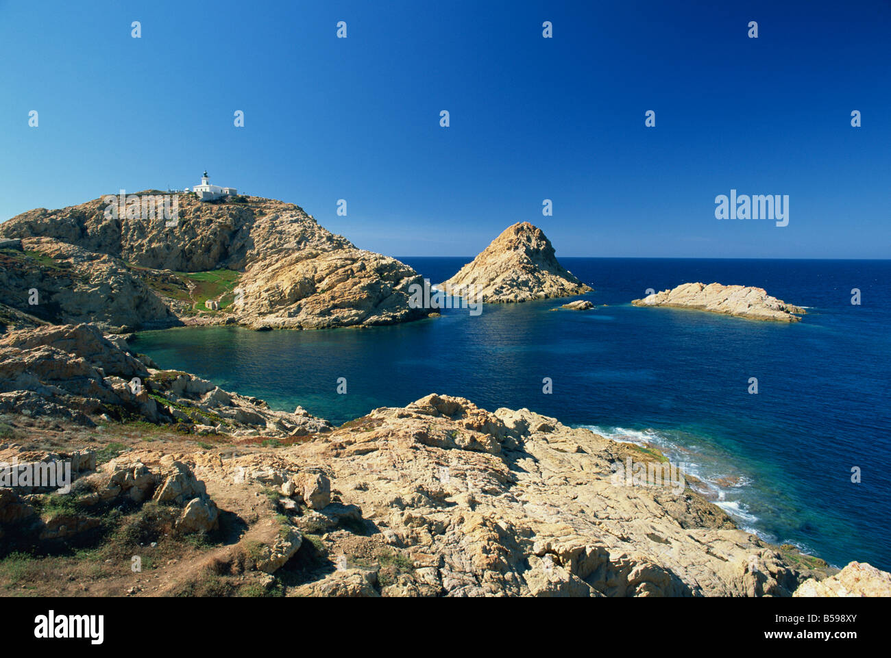 Lighthouse at Ile de la Pietra Ile Rousse Corsica France R Tomlinson ...