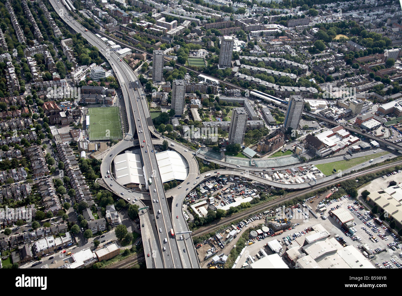 Aerial view east of White City Roundabout depot and warehouse A40 M ...