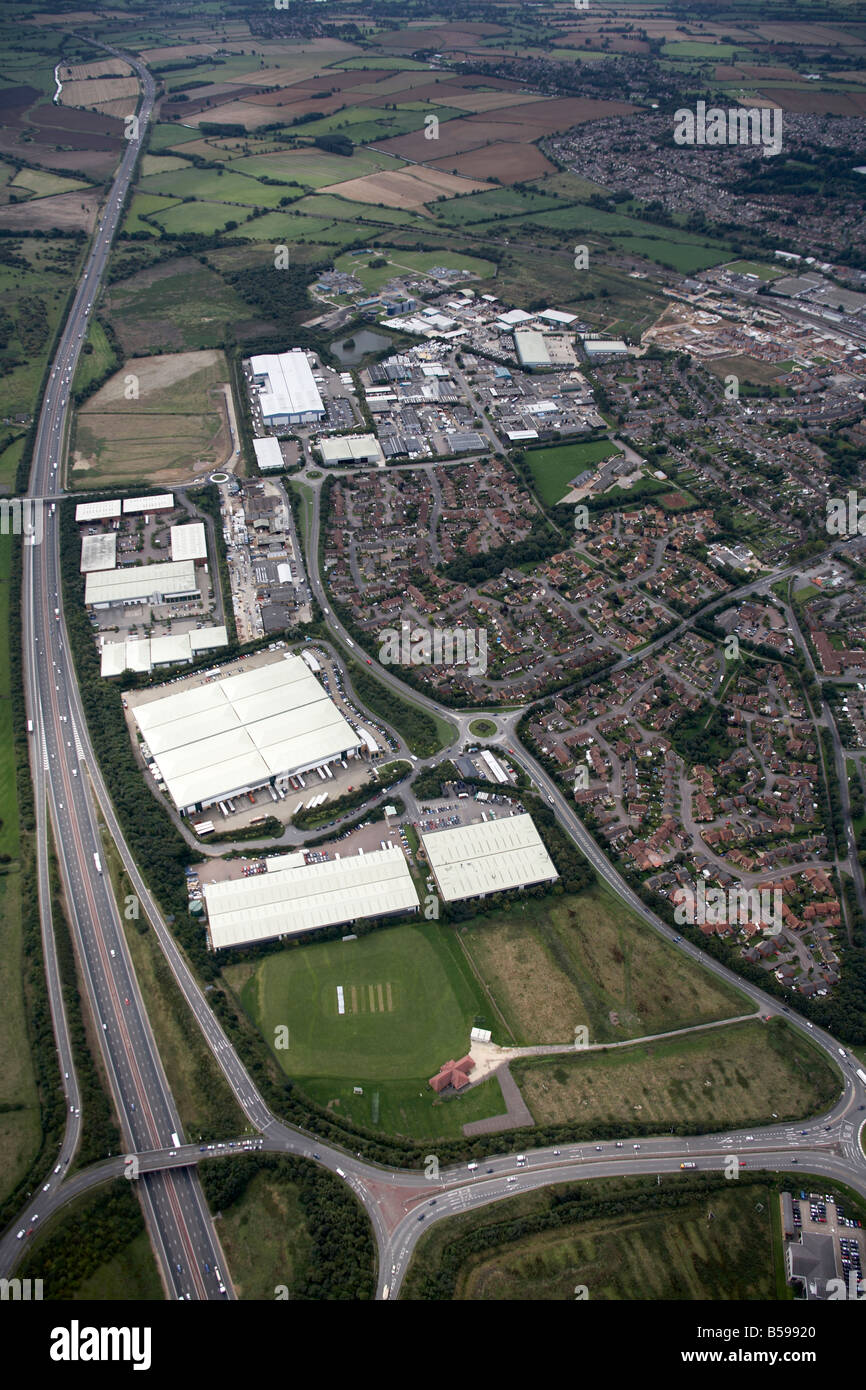 Aerial view south of M40 Motorway Junction 11 Hennef Way A422 Banbury ...