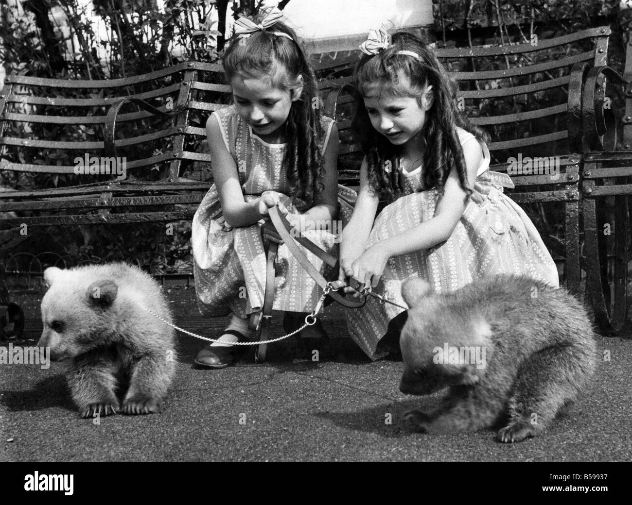 Lucky eight-year-old twins Allison left and Angela Kerwin of Stanmore ...