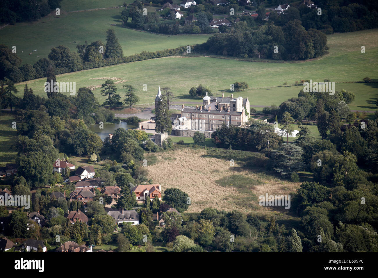 Aerial view south east Horsley Conference Centre Hotel country fields ...