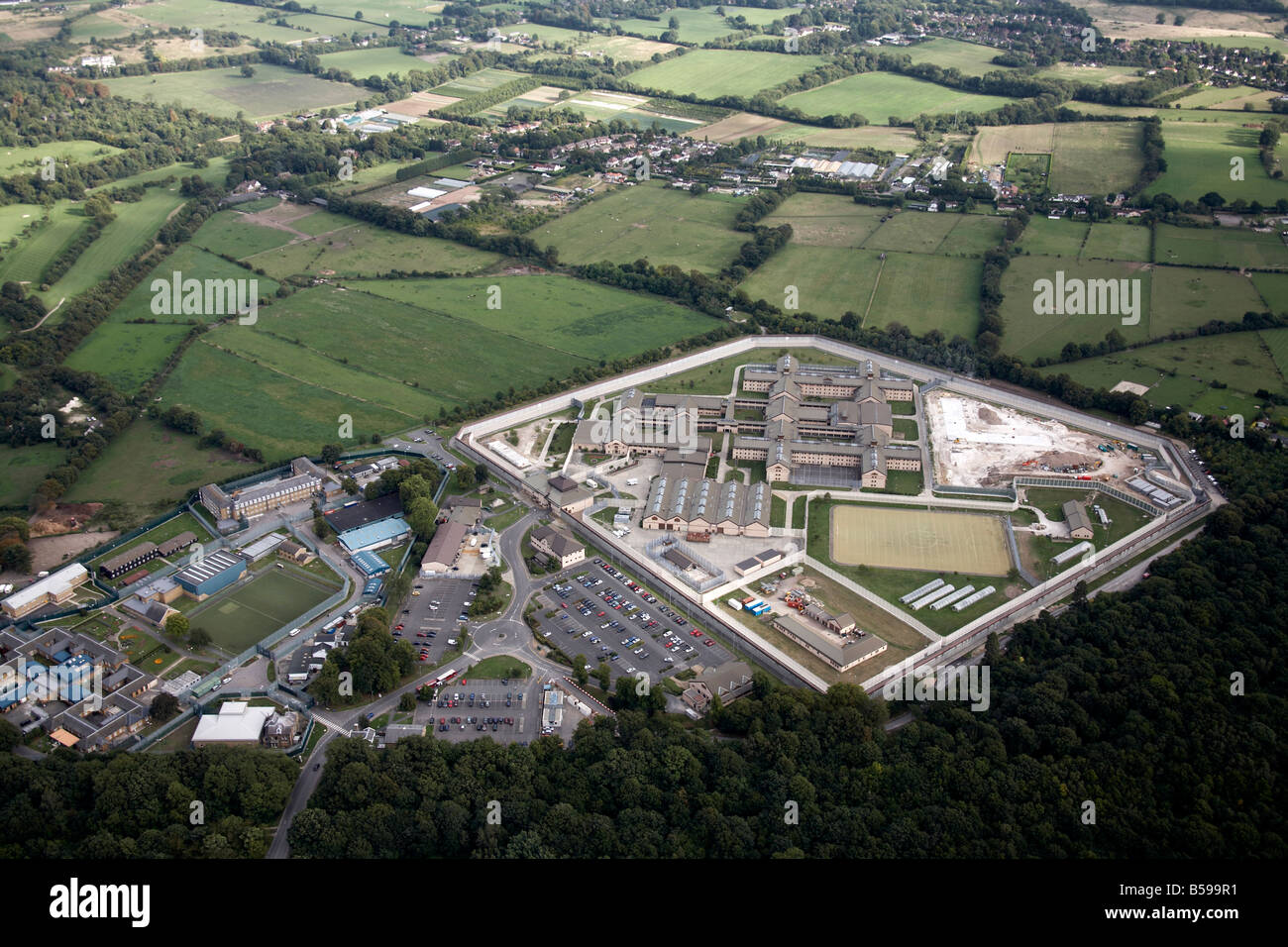 Aerial view south east of Her Majesty s Prison Highdown and Downview ...