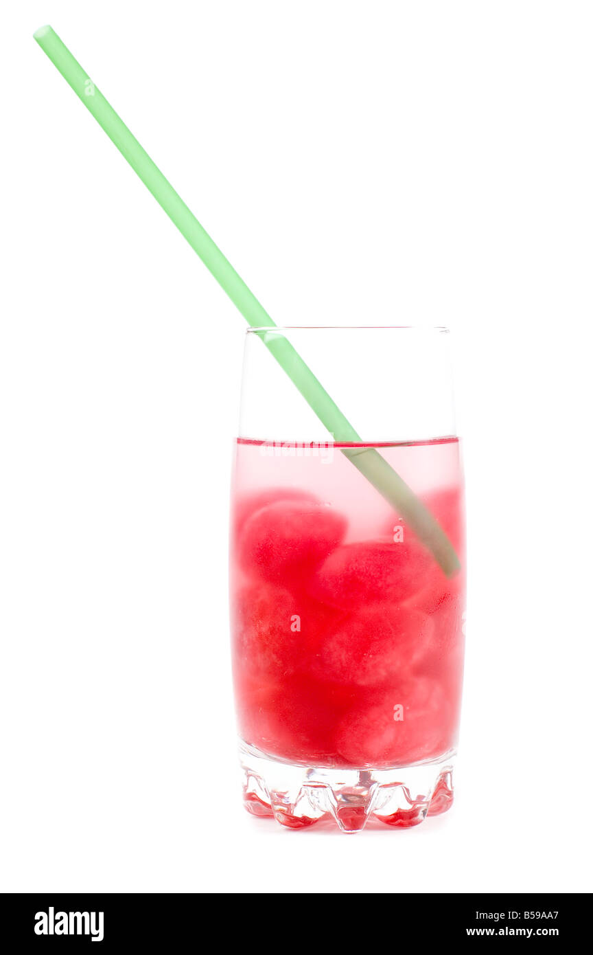 object on white red cocktail with Ice cubes Stock Photo - Alamy