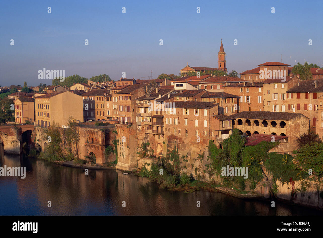 Skyline of houses and church of the town of Albi in the Tarn Region of ...