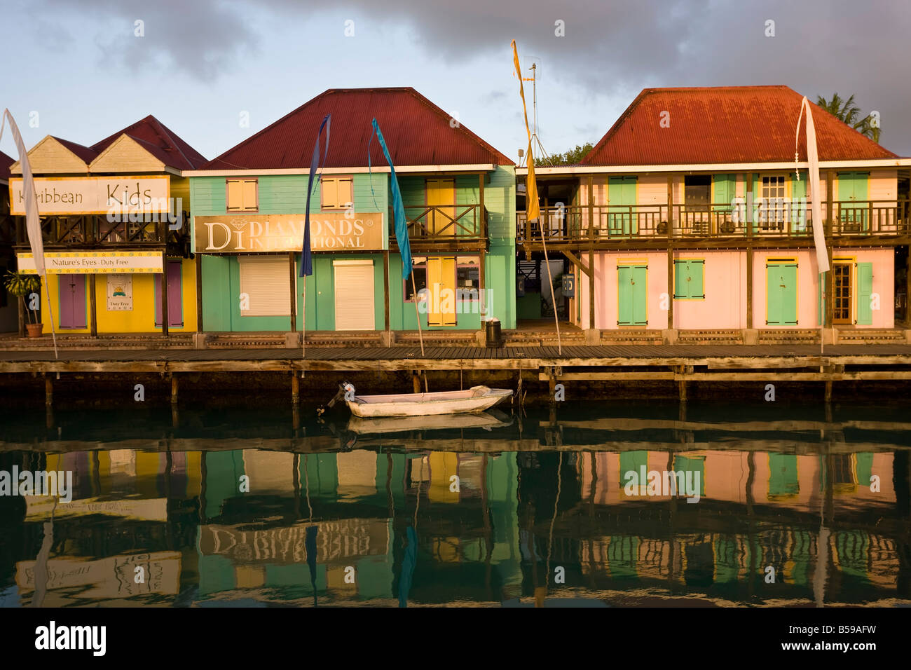 Heritage Quay shopping district in St. John's, Antigua, Leeward Islands ...