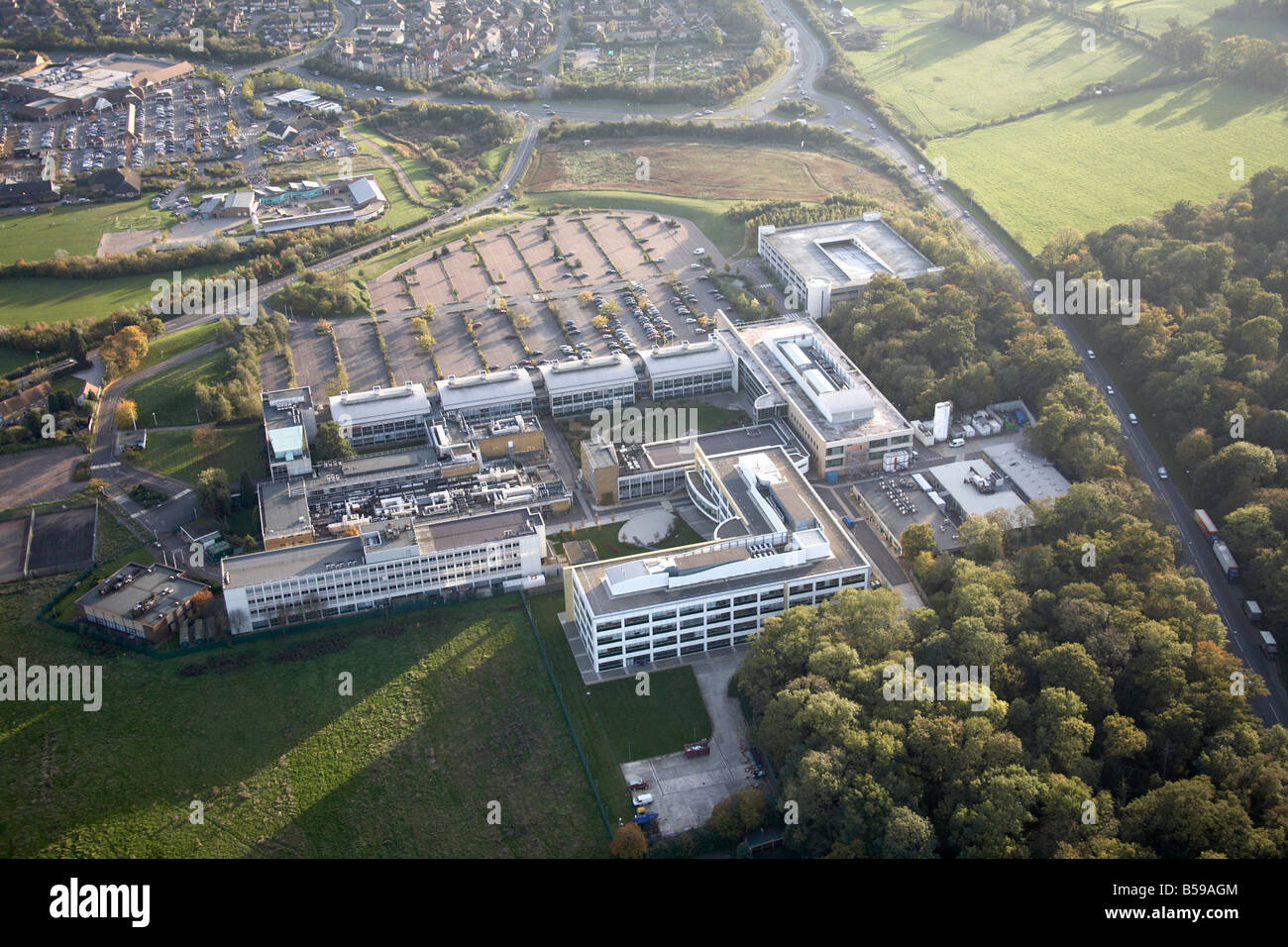 Aerial view south west of Nortel Networks London Road Church Langley ...