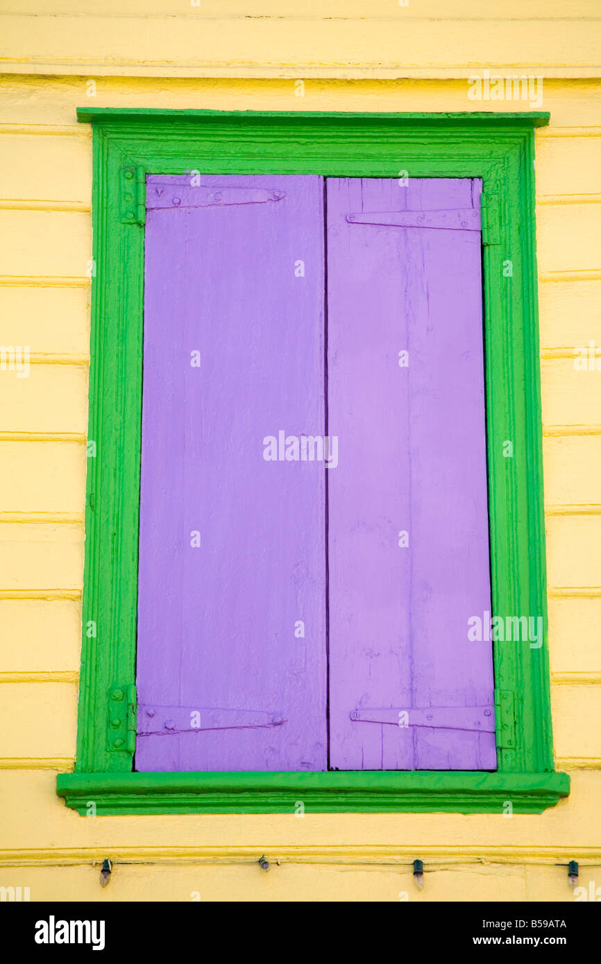 Purple window shutters, St. Johns, Antigua Island, Antigua and Barbuda ...