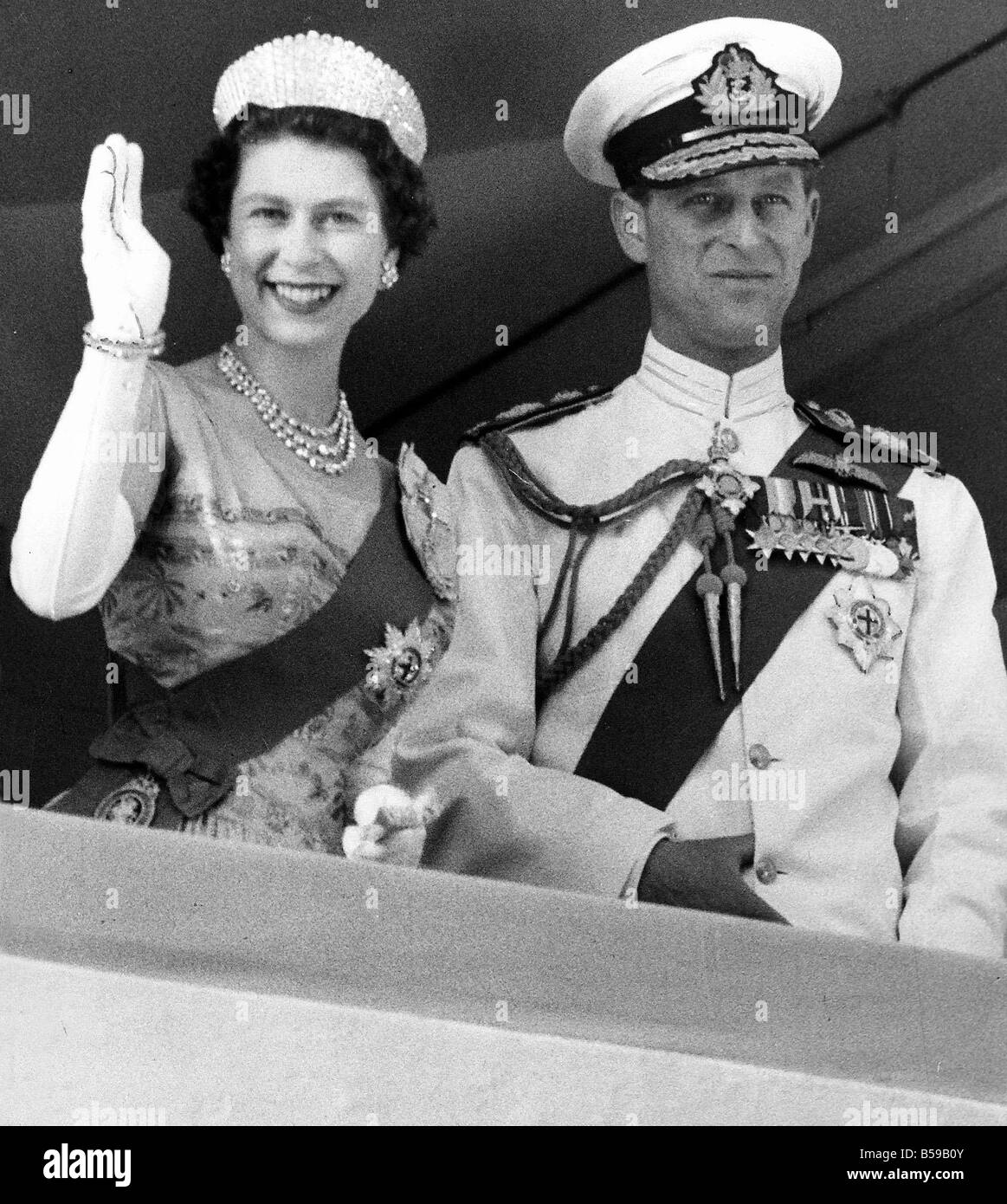 Queen Elizabeth and Prince Philip at Kaduna Nigeria during the Royal ...