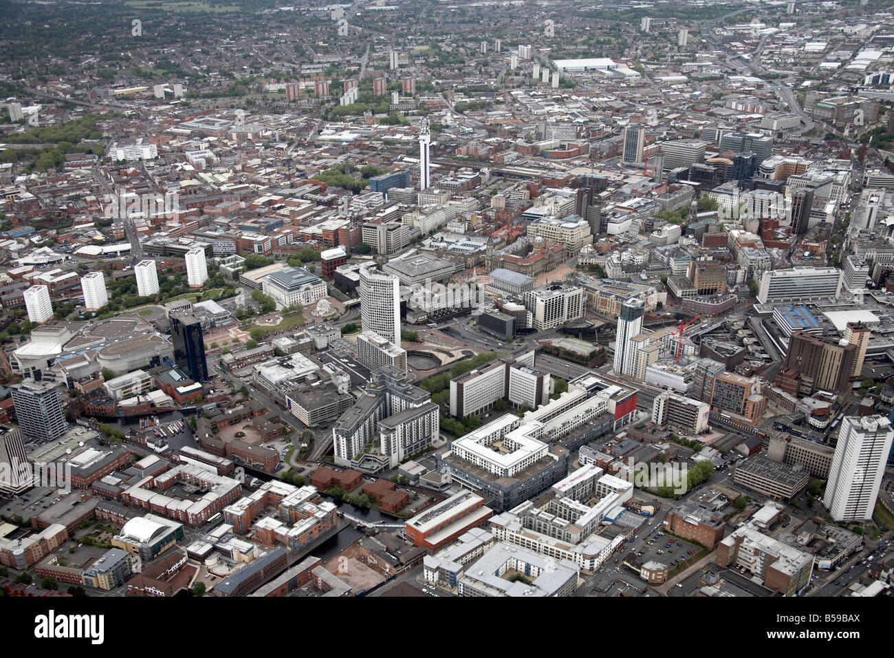 Aerial view north east of Birmingham City Centre The Mailbox Shopping ...