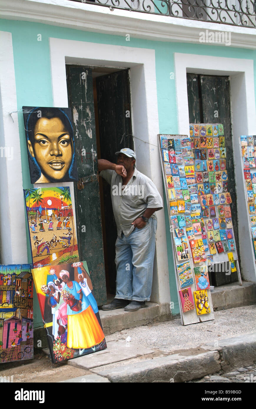 Man outside shop in Brazil Stock Photo - Alamy