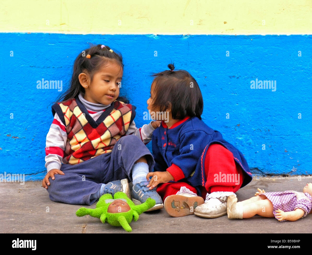 Two girls playing in Lima (Peru Stock Photo - Alamy