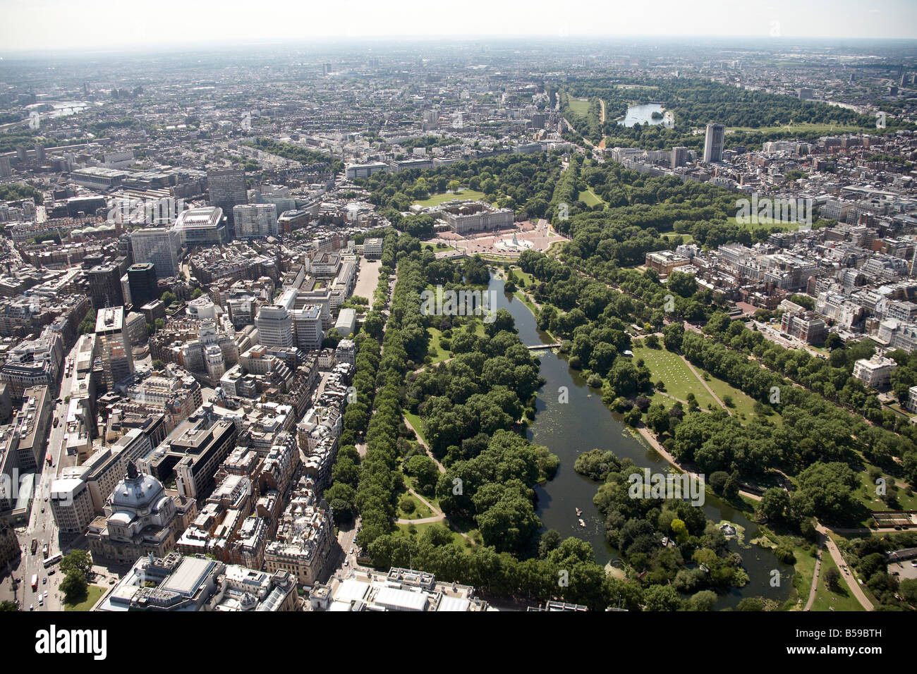 Aerial view north west of Buckingham Palace St James s Green Hyde Park ...