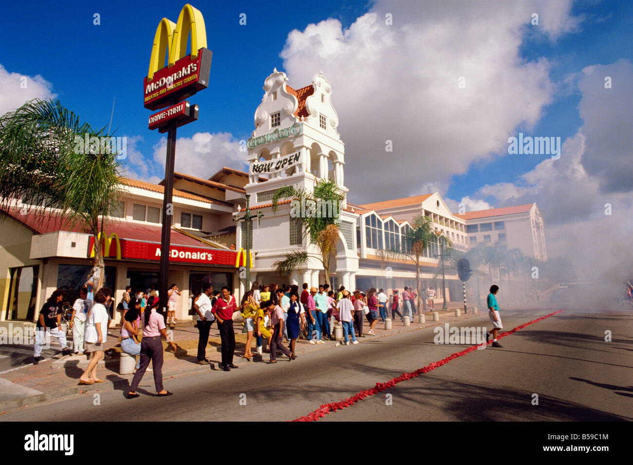 Exploding fireworks near a McDonalds restaurant for New Year s Eve ...