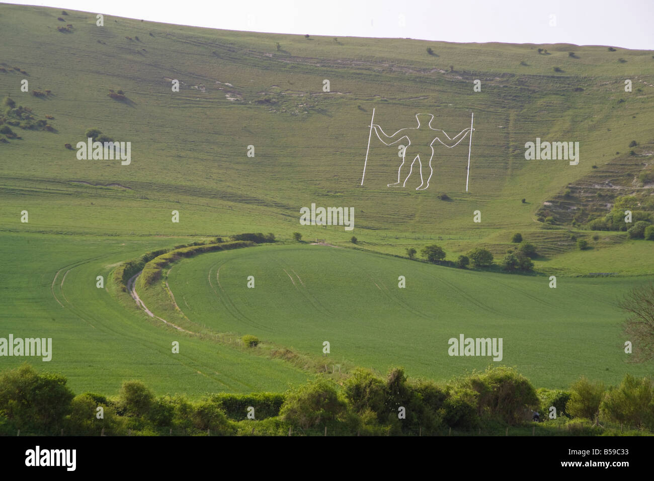 The Long Man of Wilmington chalk figure Stock Photo - Alamy