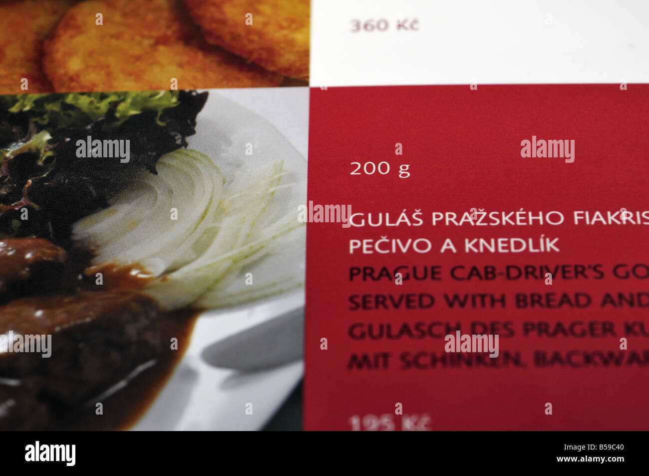 Czech food menu in english hi-res stock photography and images - Alamy