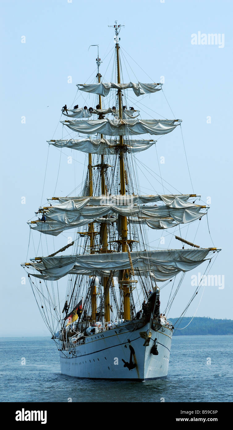 Photograph of a Tall Ship furling sails Stock Photo - Alamy