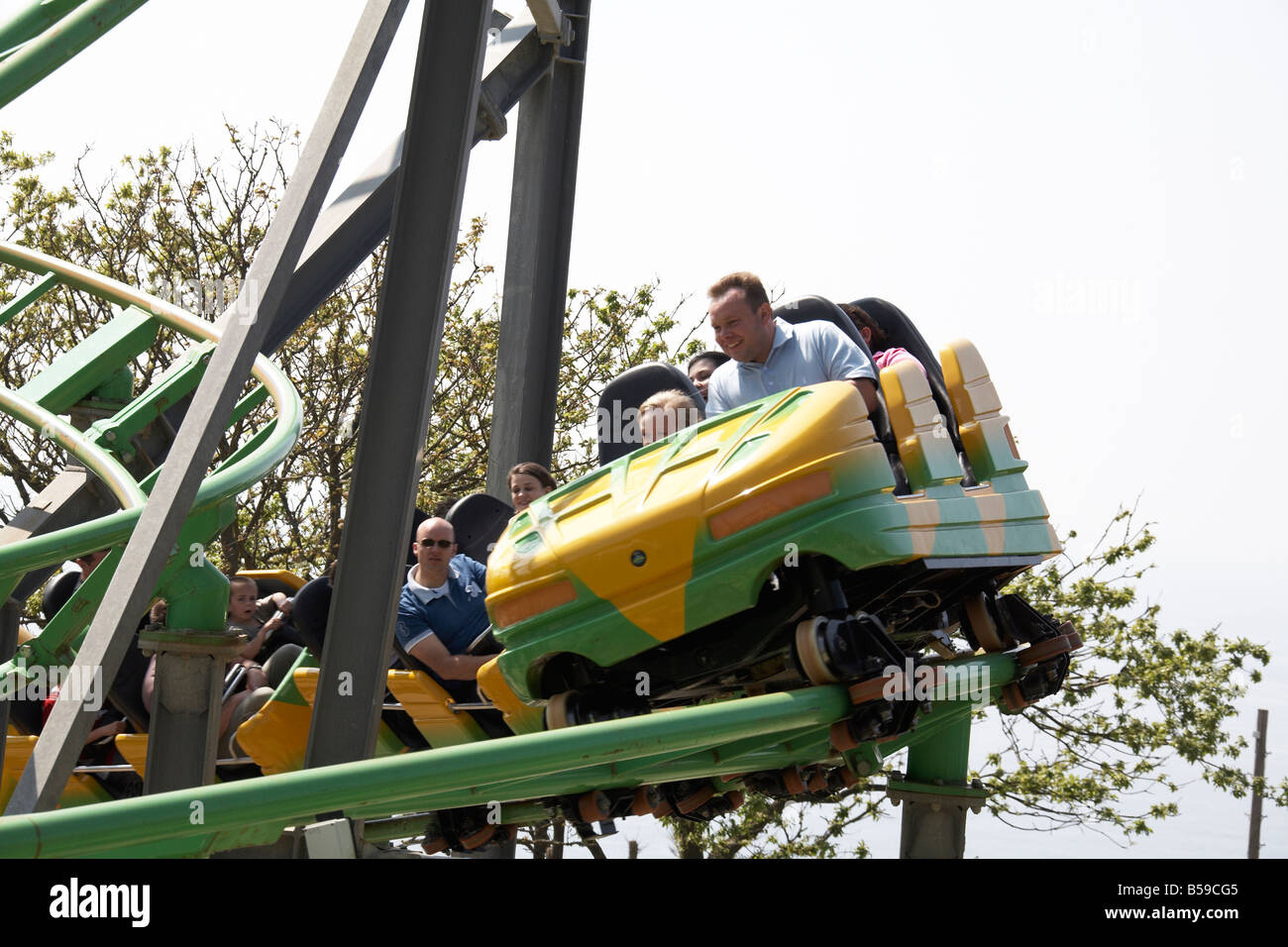 People on Cliffhanger roller coaster ride in Blackgang Chine Fantasy ...