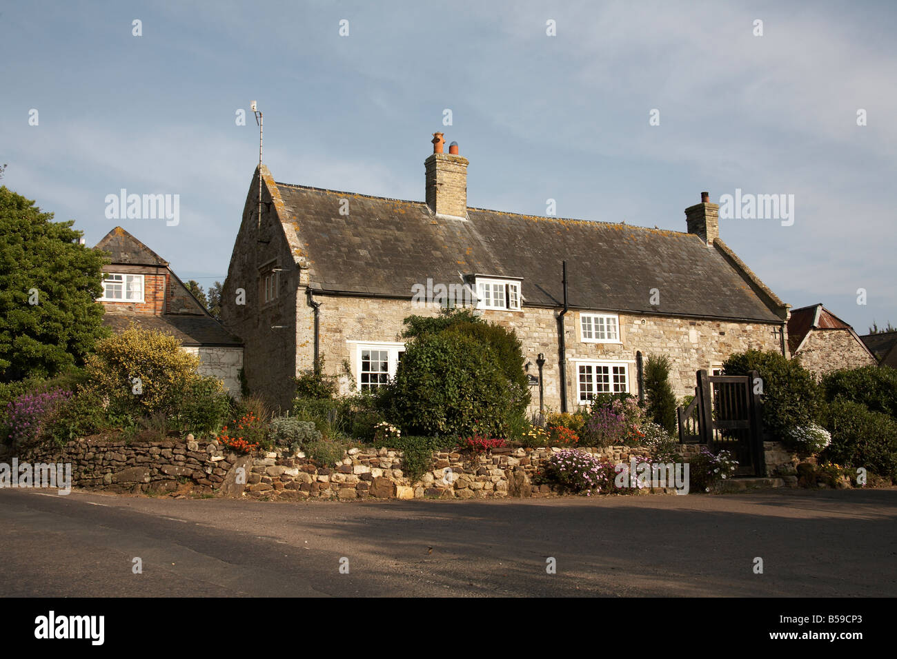 Old stone houses in Mottistone village Isle of Wight England UK Stock ...