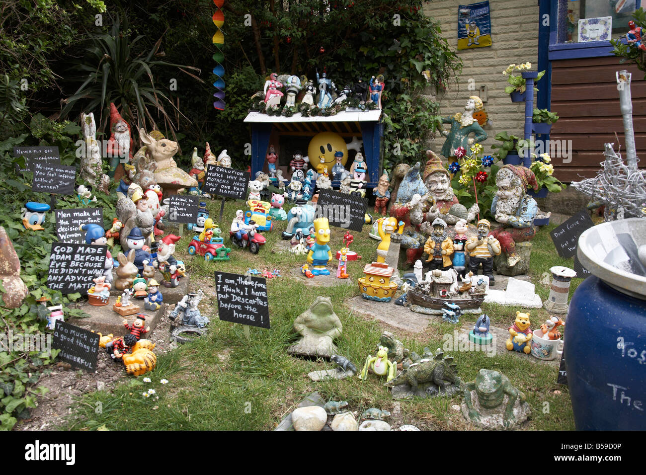 Garden gnomes on display near The Needles Isle of Wight England UK ...