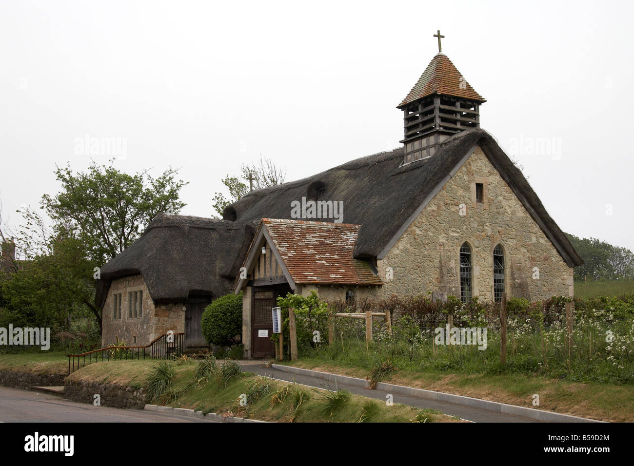 The Thatched Church stone building Freshwater Isle of Wight England UK ...