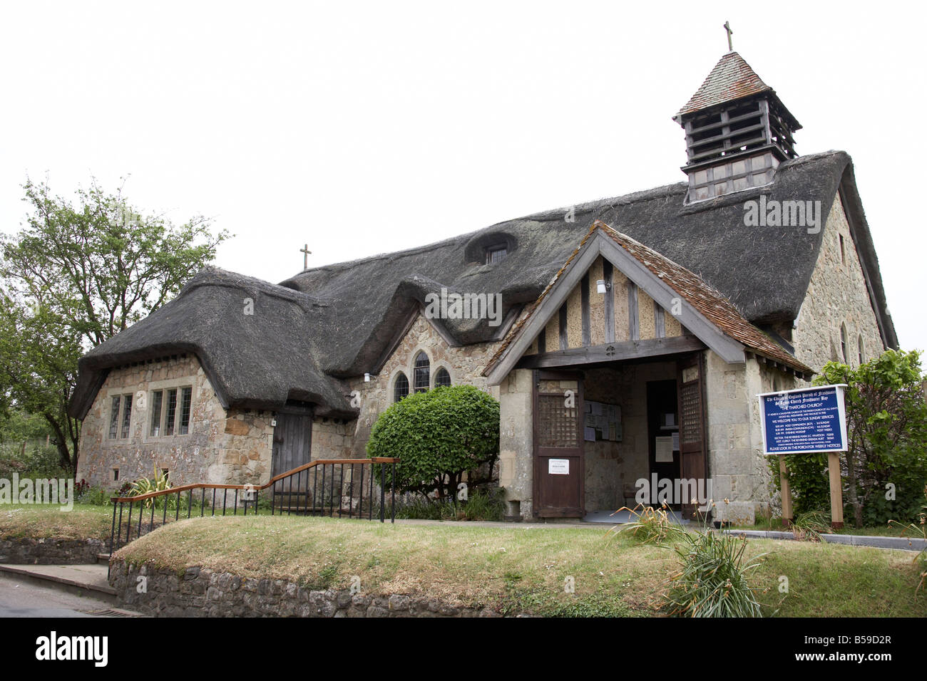 The Thatched Church stone building Freshwater Isle of Wight England UK ...