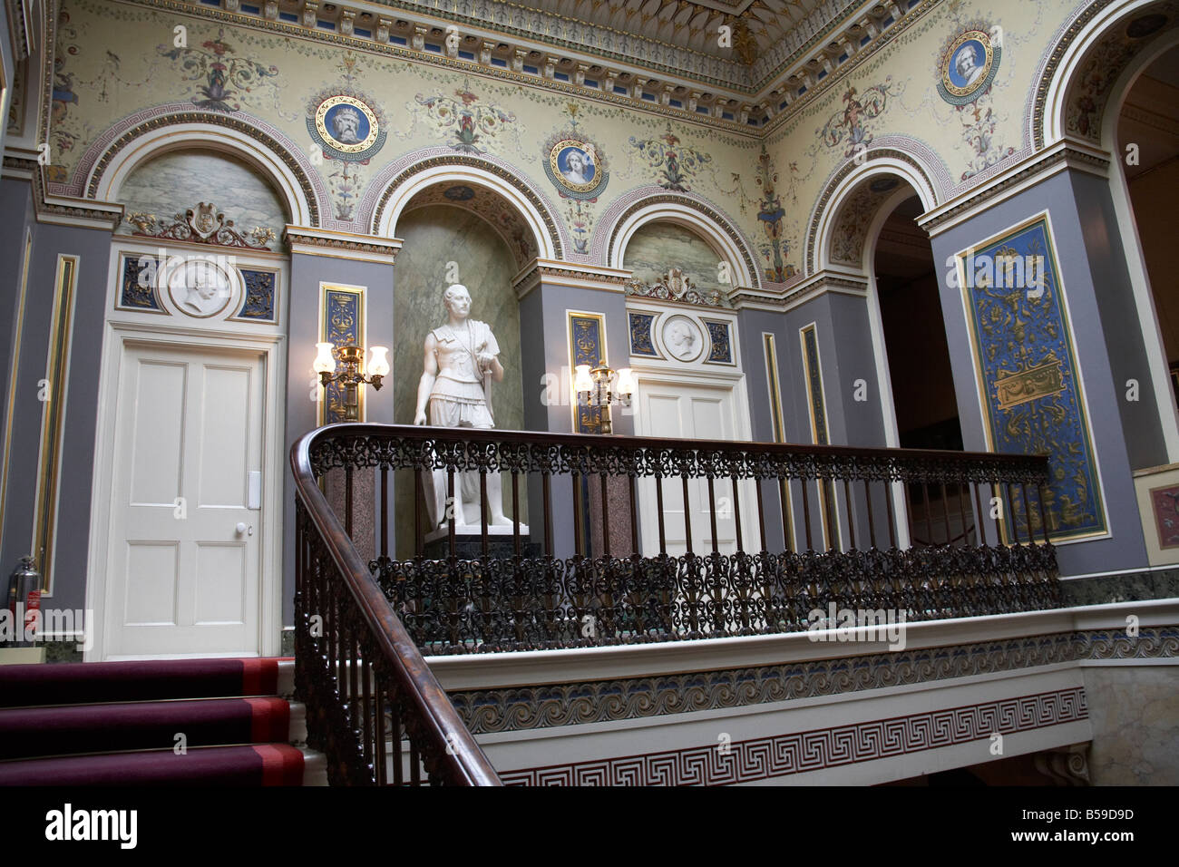 Upper staircase interior at Osborne House former home of Queen Victoria ...