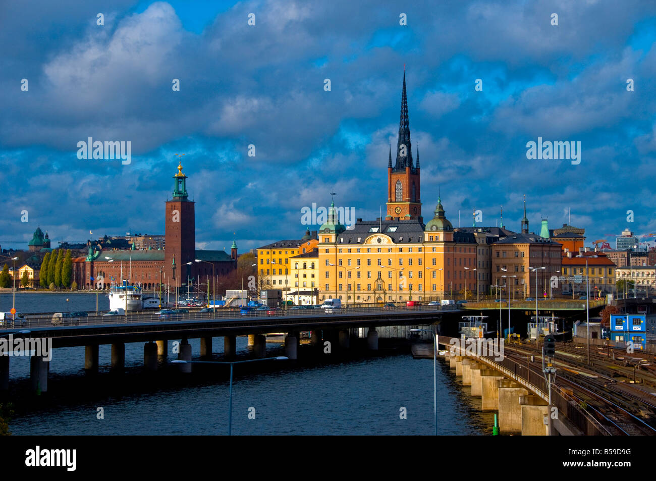 Stockholm view from Slussen over Riddarholmen in Gamla Stan with The ...