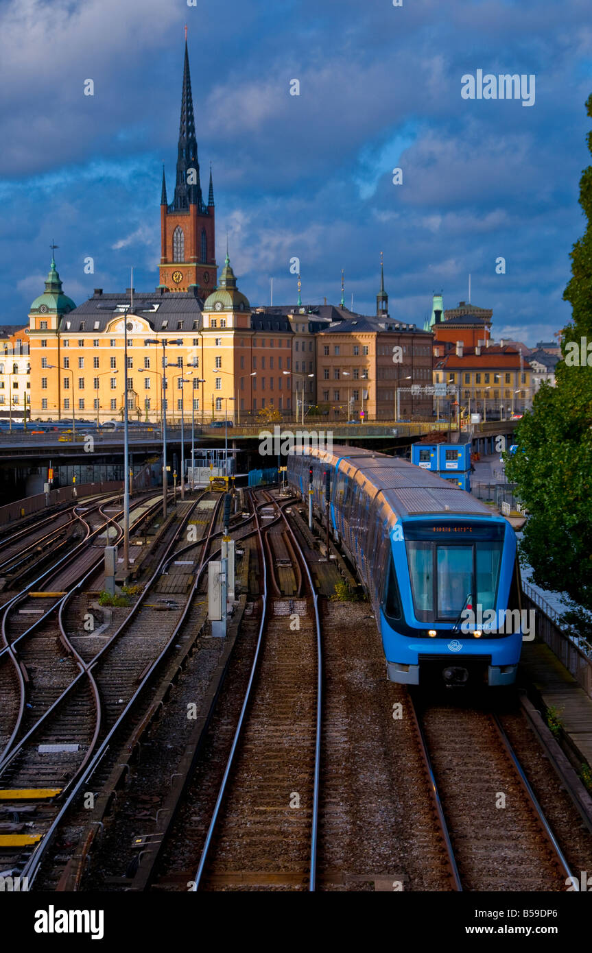 Tube train in central Stockholm Sweden Stock Photo - Alamy