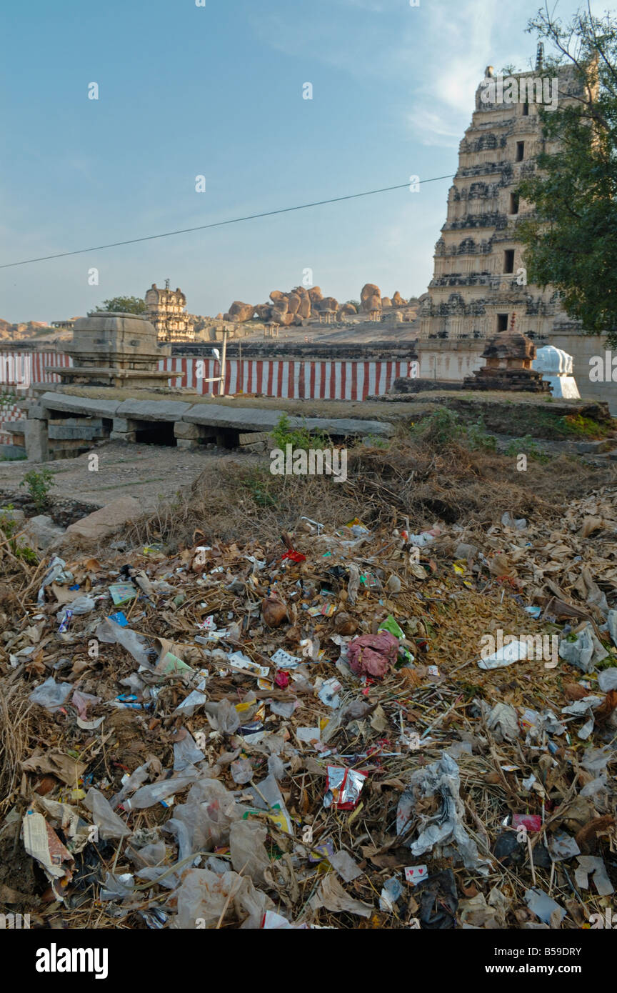 Waste disposal behind Virupaksha Temple, the principal place of worship ...