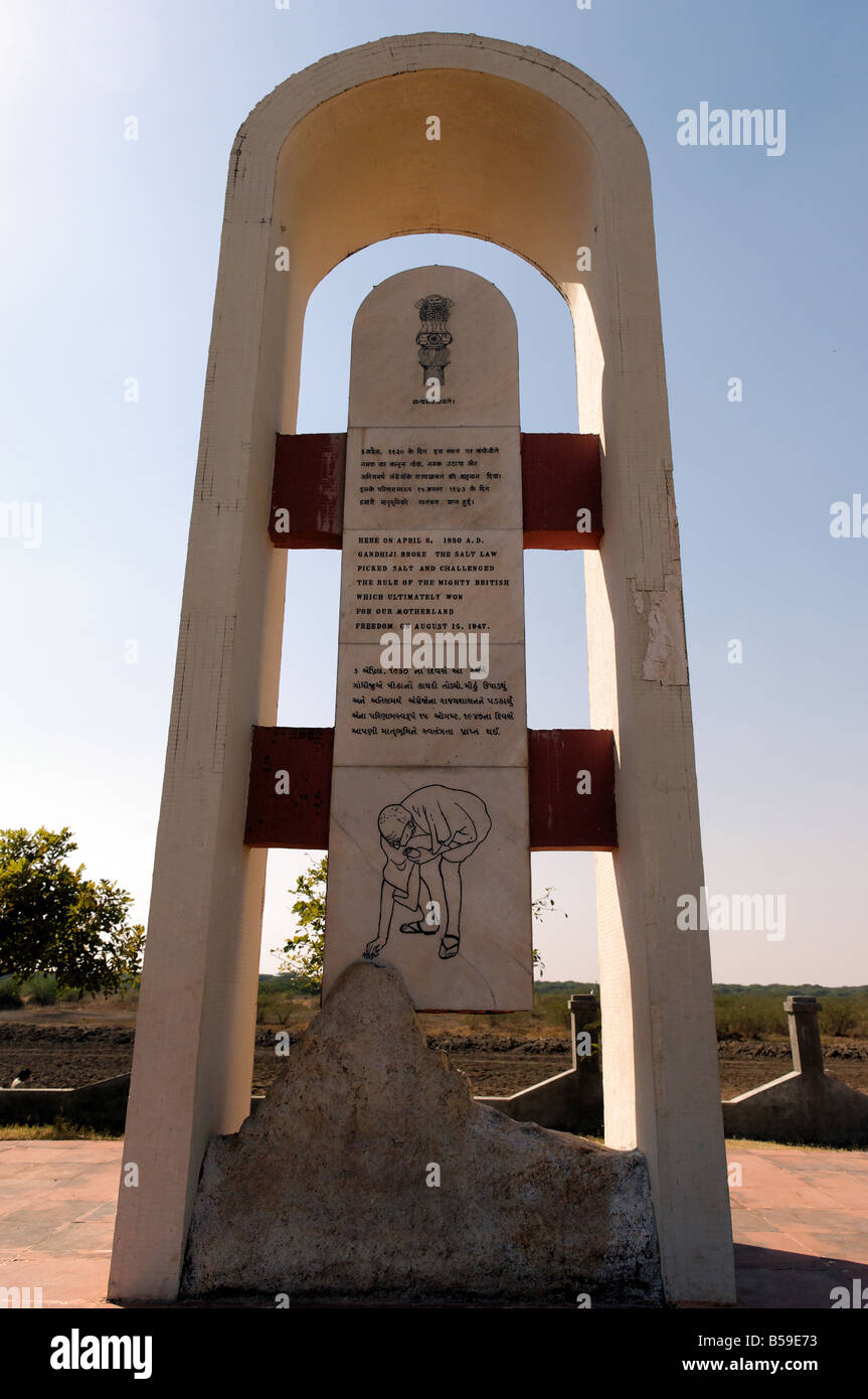 Marker at Dandi Beach, near Navsari, India, the location where Mahatma ...