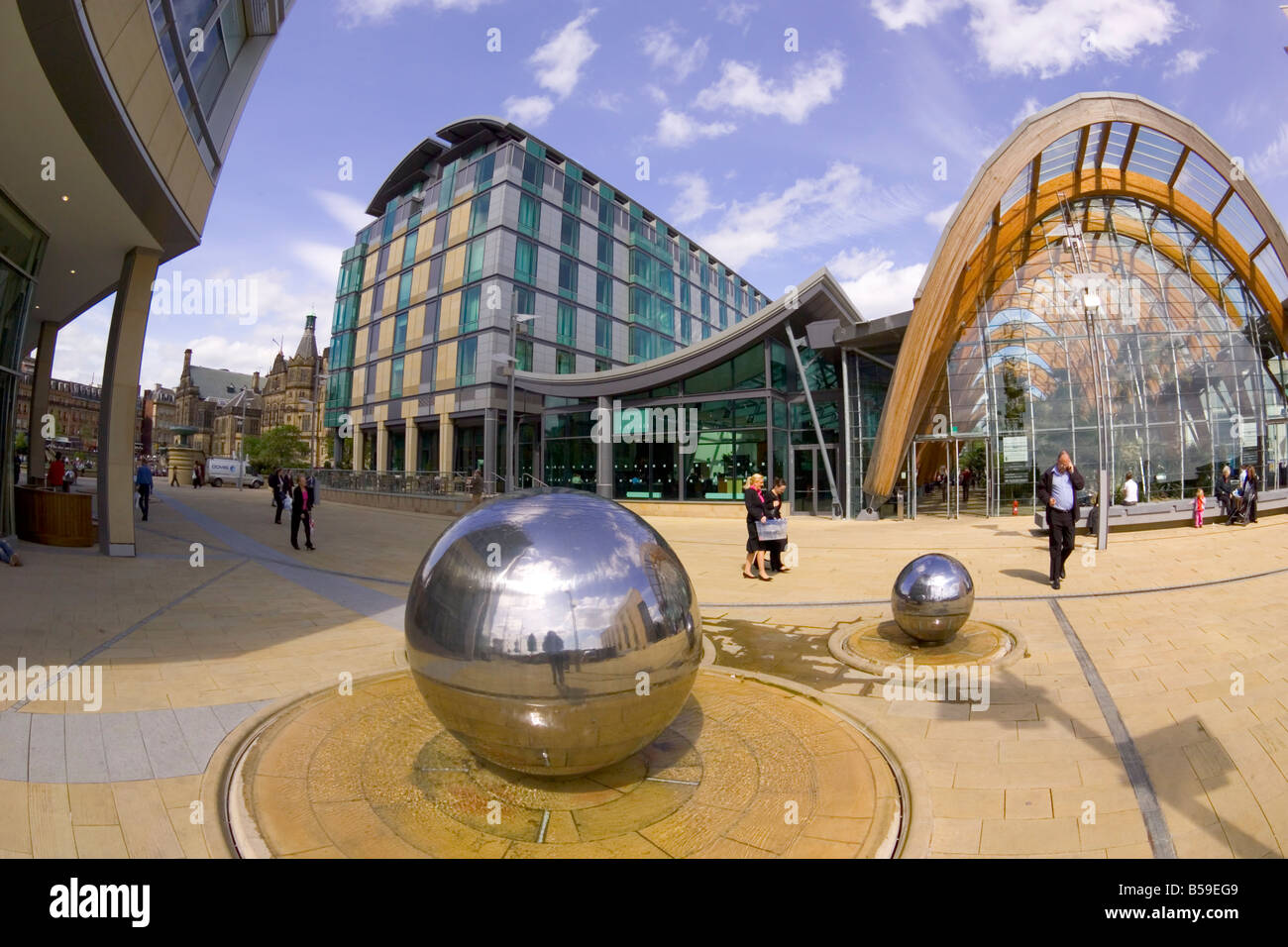Millennium Square development and winter gardens, Sheffield, England ...