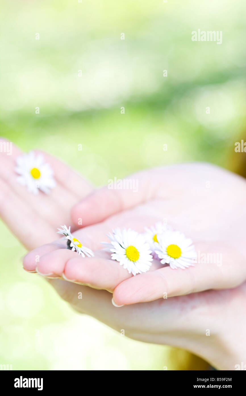 flowers on hand Stock Photo - Alamy
