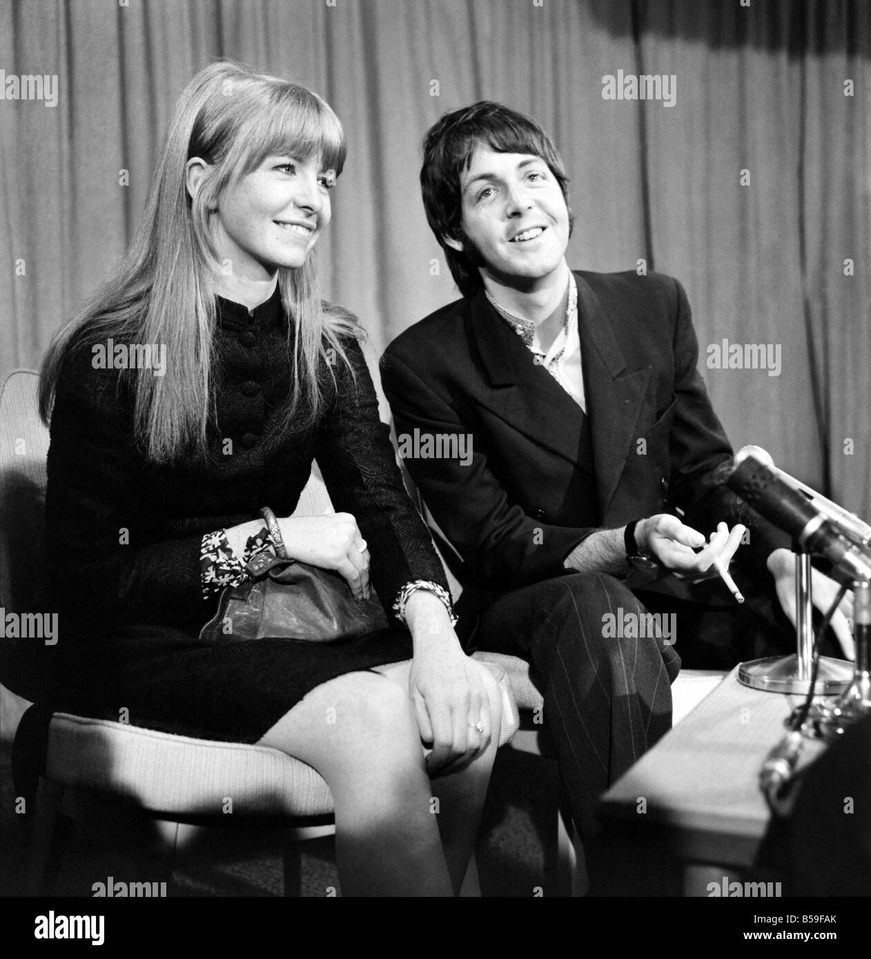 Paul McCartney of the Beatles and Jane Asher at Heathrow today. March ...