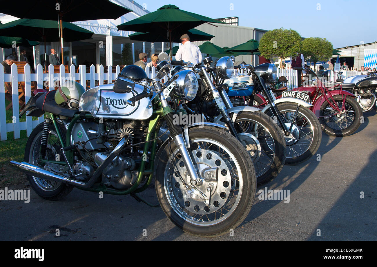Line Of Classic Motorcycles at Goodwood Revival Stock Photo - Alamy