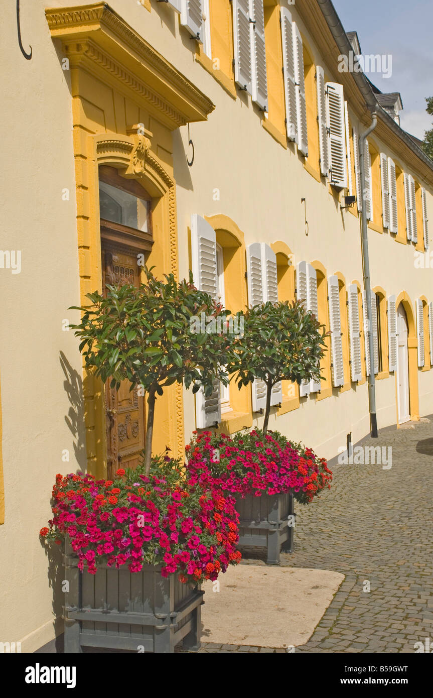 Terrace houses with traditional shuttered windows, German border town ...