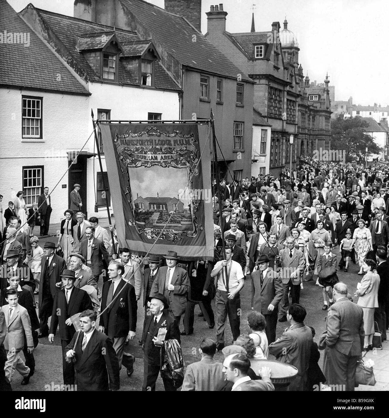 Durham Miners Gala Miners with pit banners and bands parade through the ...