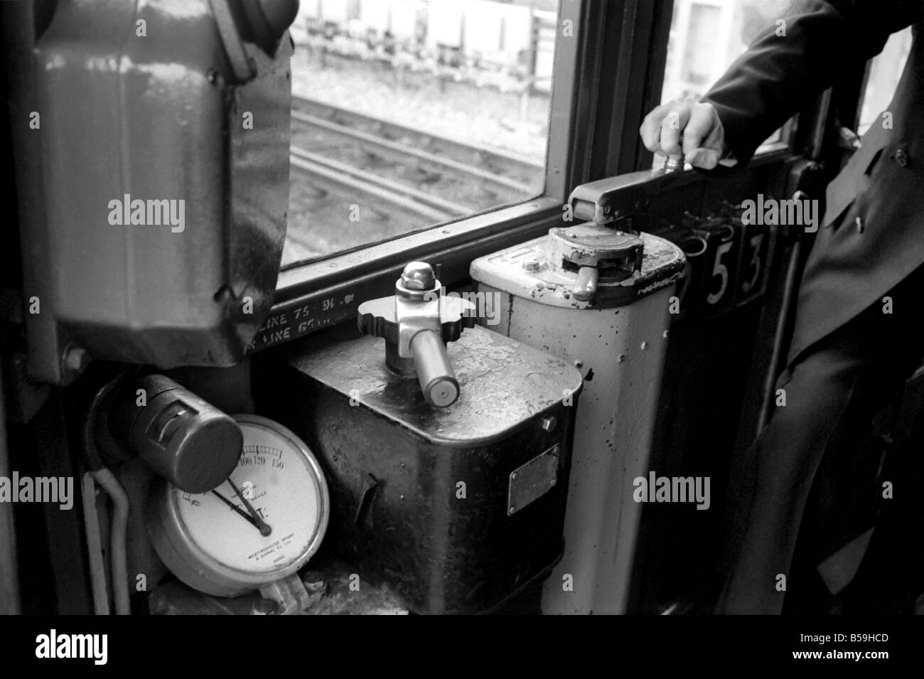 The Driver's compartment in a London tube of the same design as the one ...