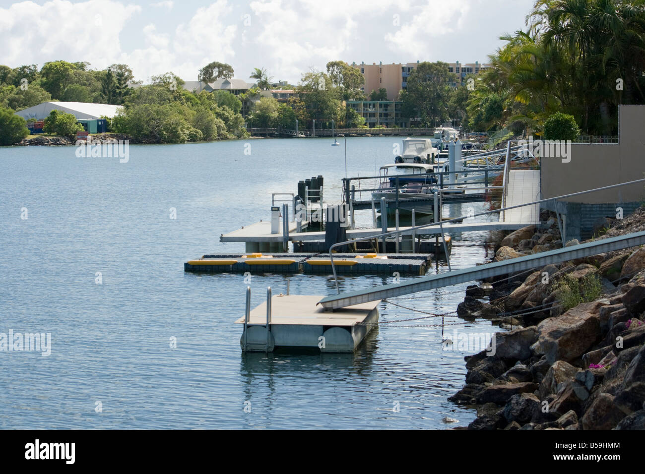 Private Jetties on Noosa Sound Stock Photo - Alamy