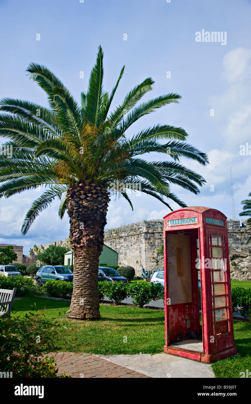 Old English telephone booth at Royal Naval Dockyard, Sandys Parish ...