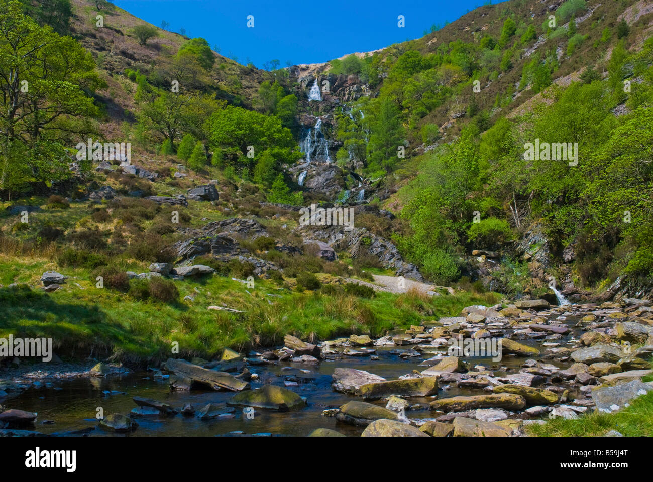 Waterfall Pistyll Rhyd-y-Meinclau or Rhiwargor Powys, Wales Stock Photo ...