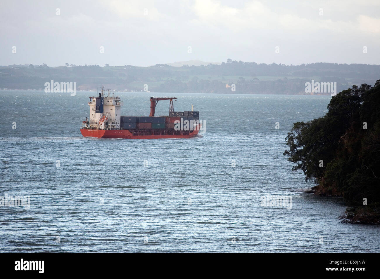container vessel Spirit of Resolution Manukau Harbour Auckland NZ Stock ...